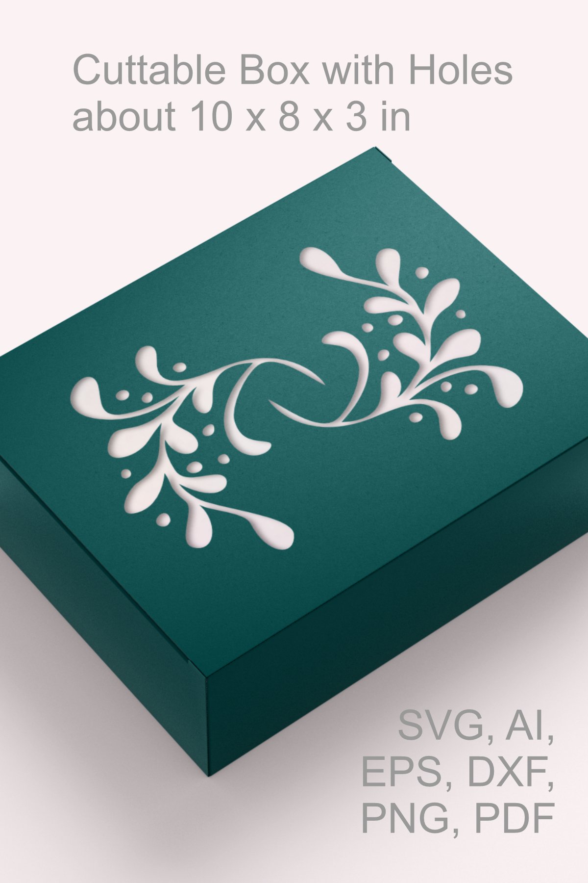 Festive Branches Cutout - Rectangular Favor Box SVG Template