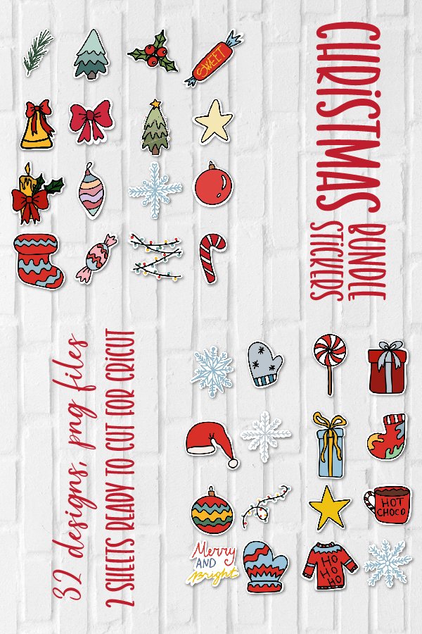Christmas Stickers Bundle, Printable Stickers