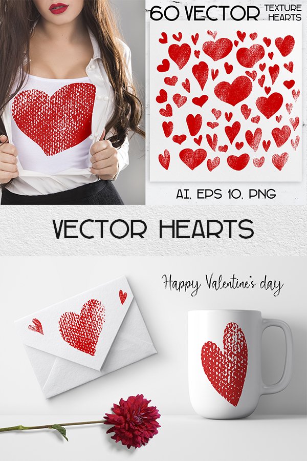 Vector Texture Hearts bundle Ai, EPS, PNG clipart (1125853)