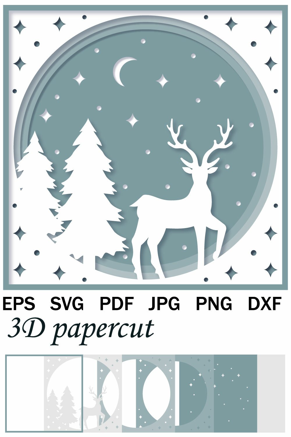 3D greeting card, Christmas deer, multi-layered (2273549)