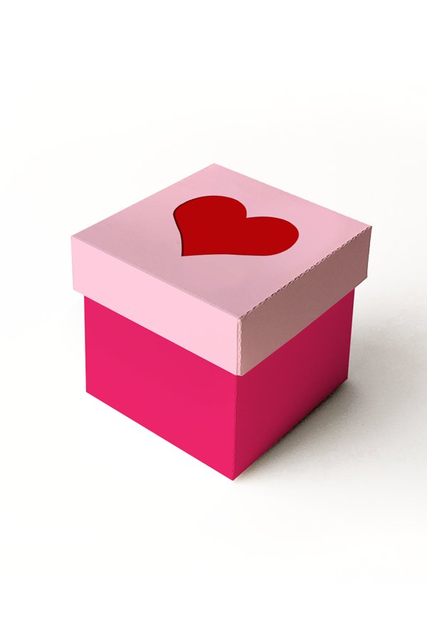 Heart Cube Box With Lid SVG Design (1743765)