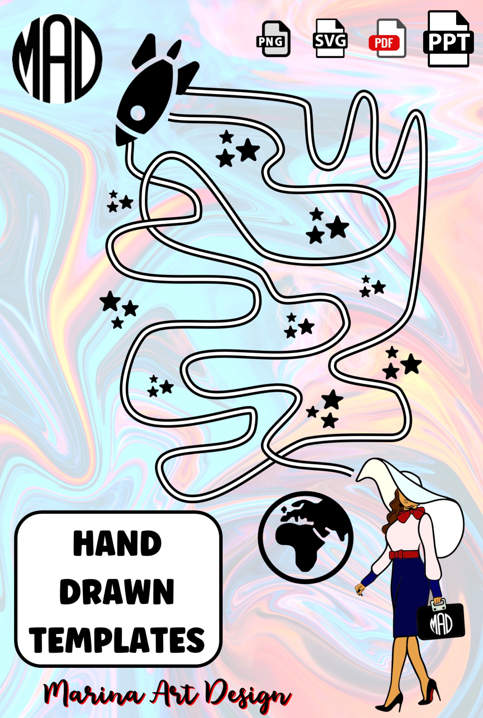 Hand drawn spaghetti shaped mazes