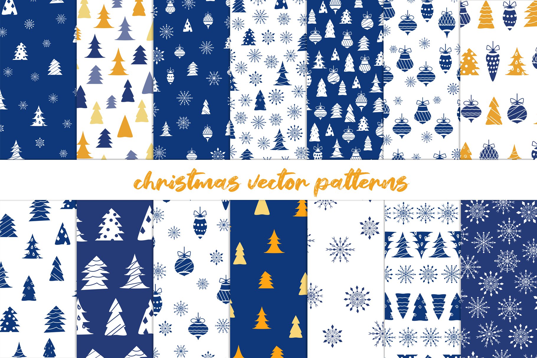 Patterns with Christmas trees snowflakes and Christmas decor