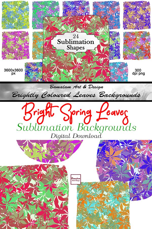 Brightly Coloured Leaves Sublimation Shapes