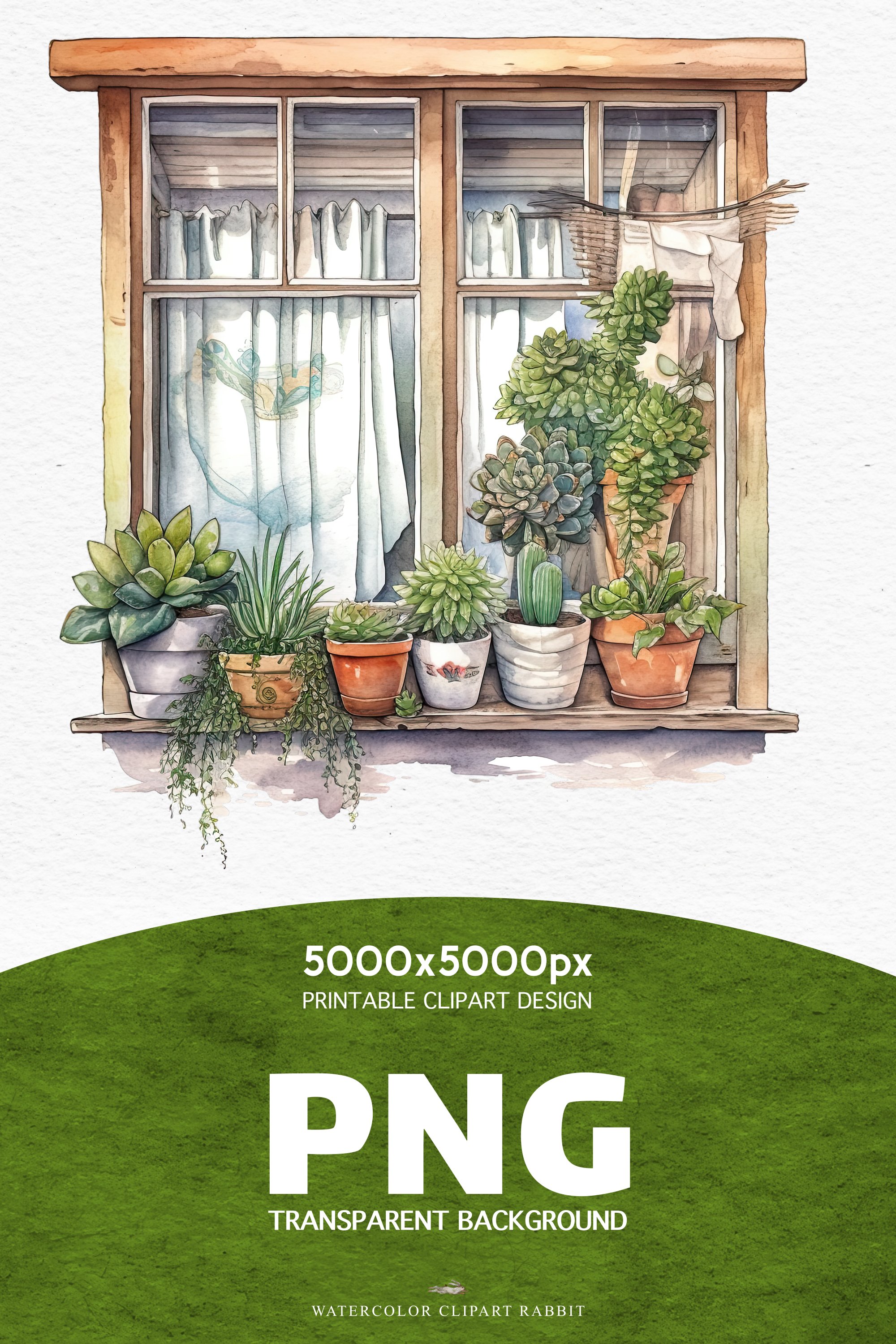 Floral Window Flowers Clipart PNG Scrapbooking Nursery Art