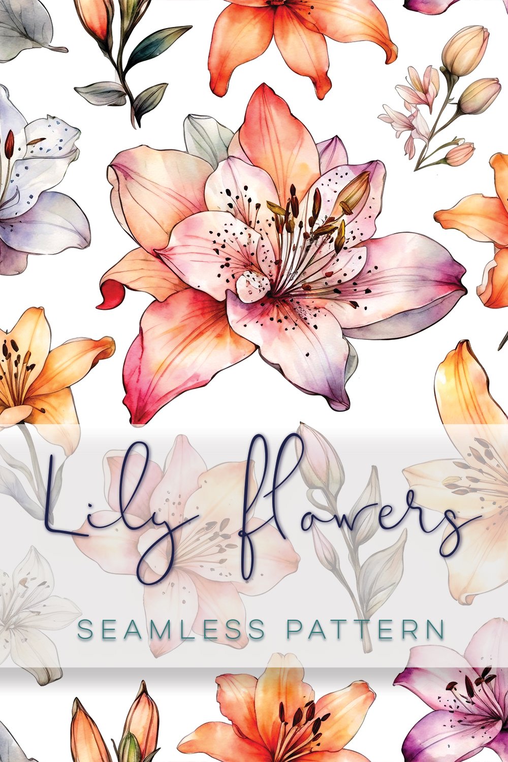 Lily flowers seamless pattern