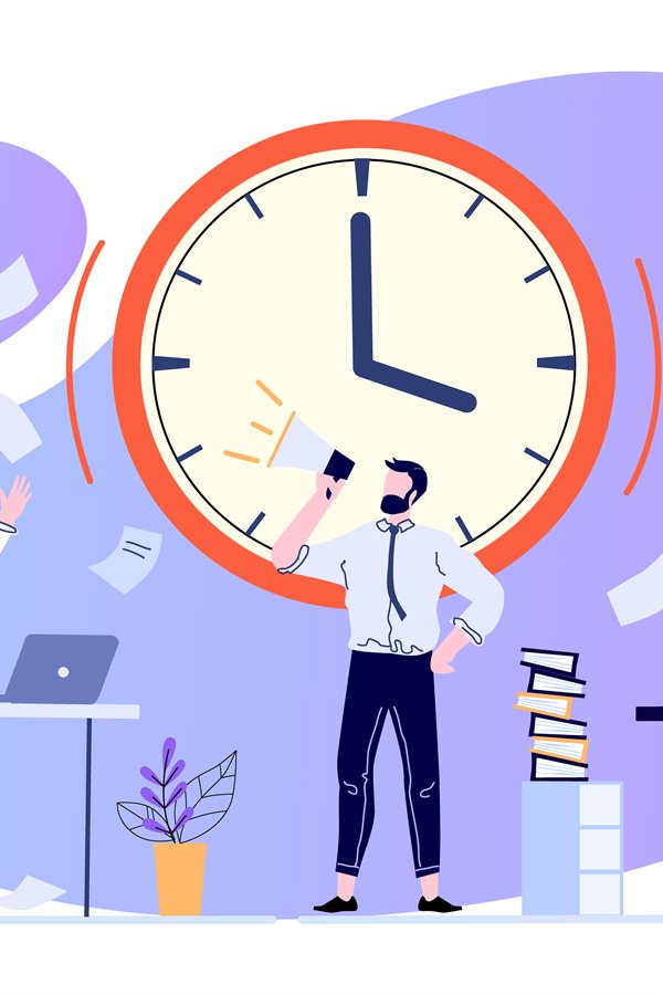 Time management concept. Employees working at office to meet