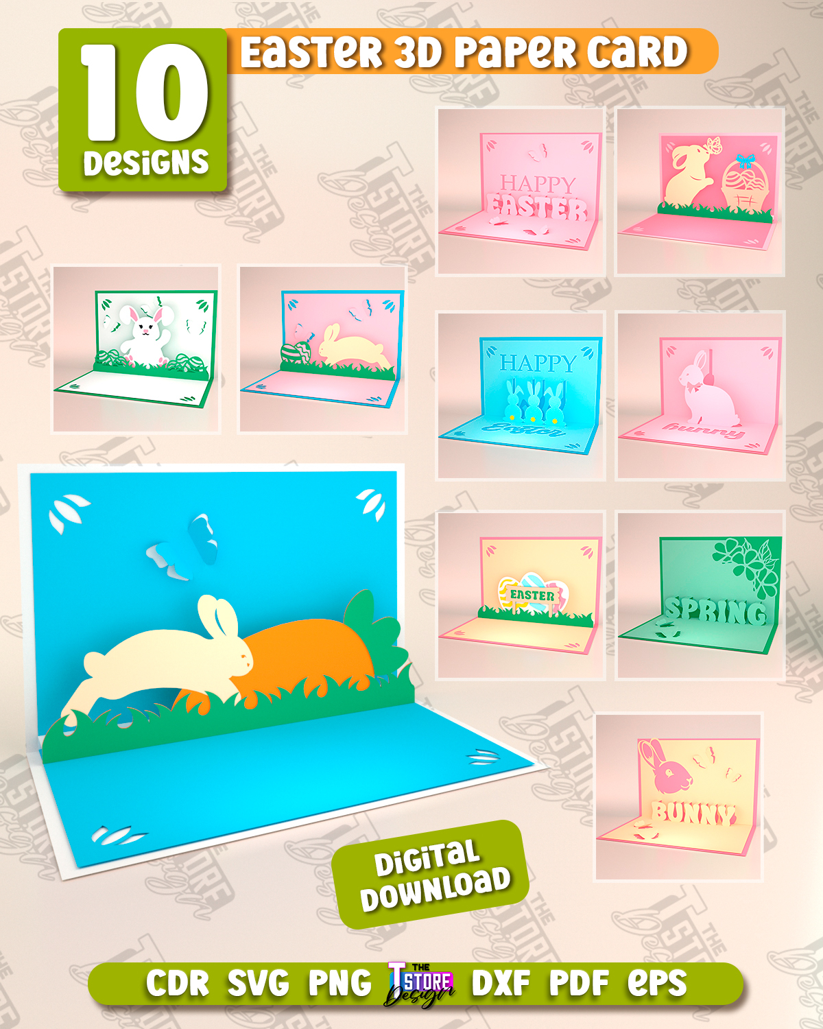 Easter 3D Pop Up Card SVG Bundle, Easter Layered (5320484)