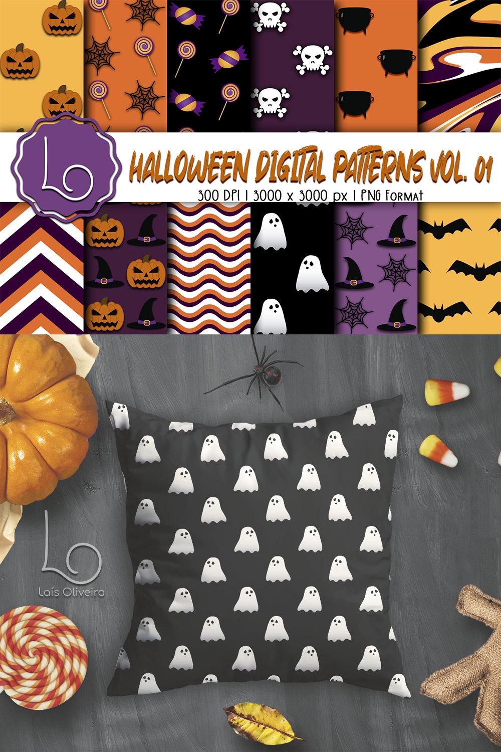 12 Halloween Digital Patterns Vol 01