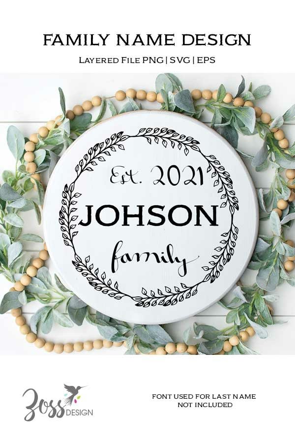 Family Name Design for round signs svg