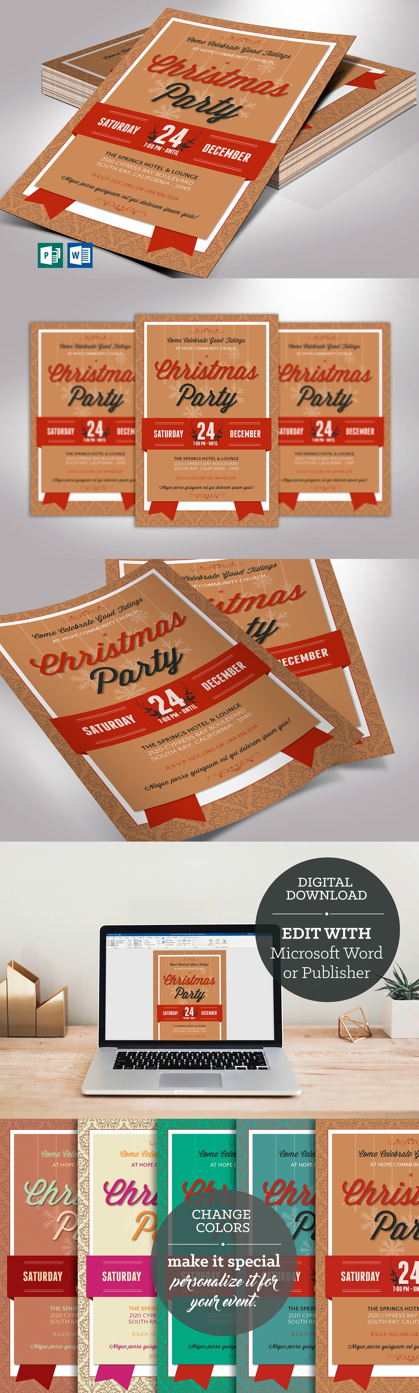 Christmas Party Flyer Word Publisher Template V2