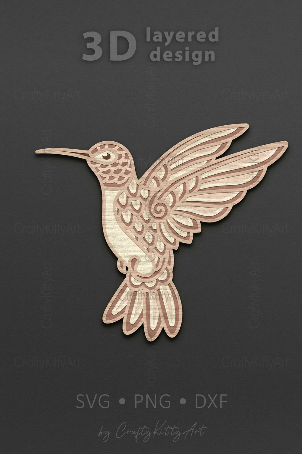 Hummingbird SVG, 3D layered Bird paper laser cutting files