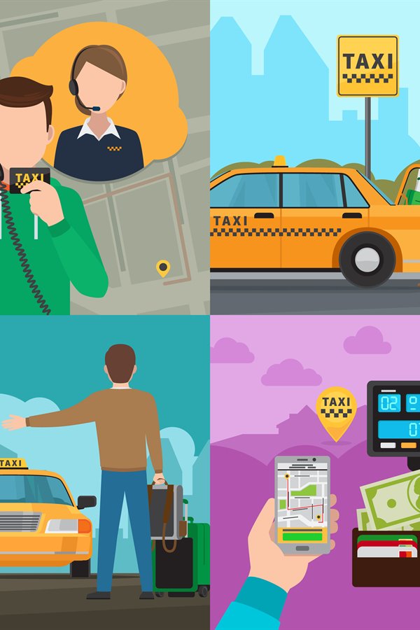 Taxi city transportation service concepts