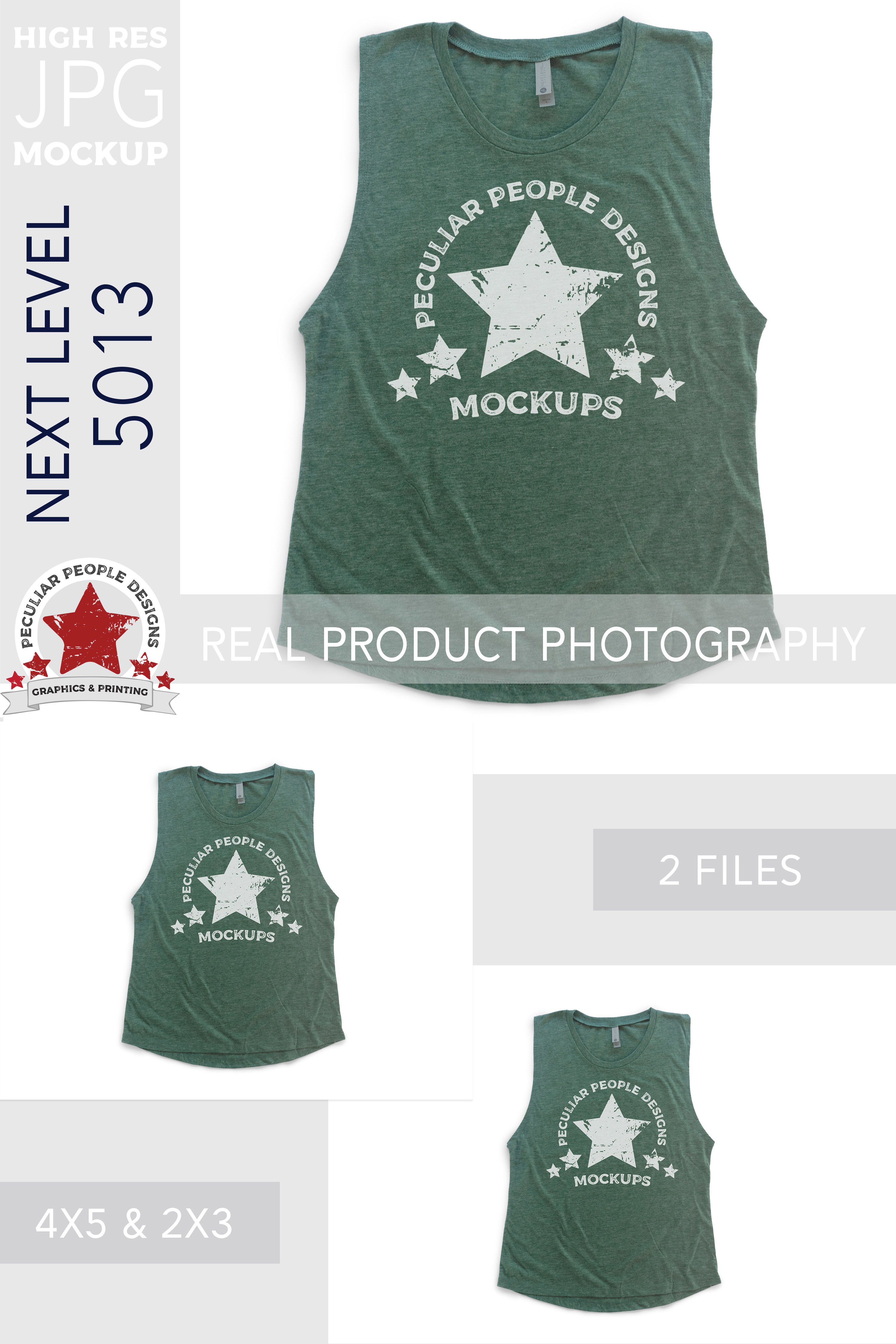 Muscle Tank Top Clothing Mockup Next Level 5013 Green