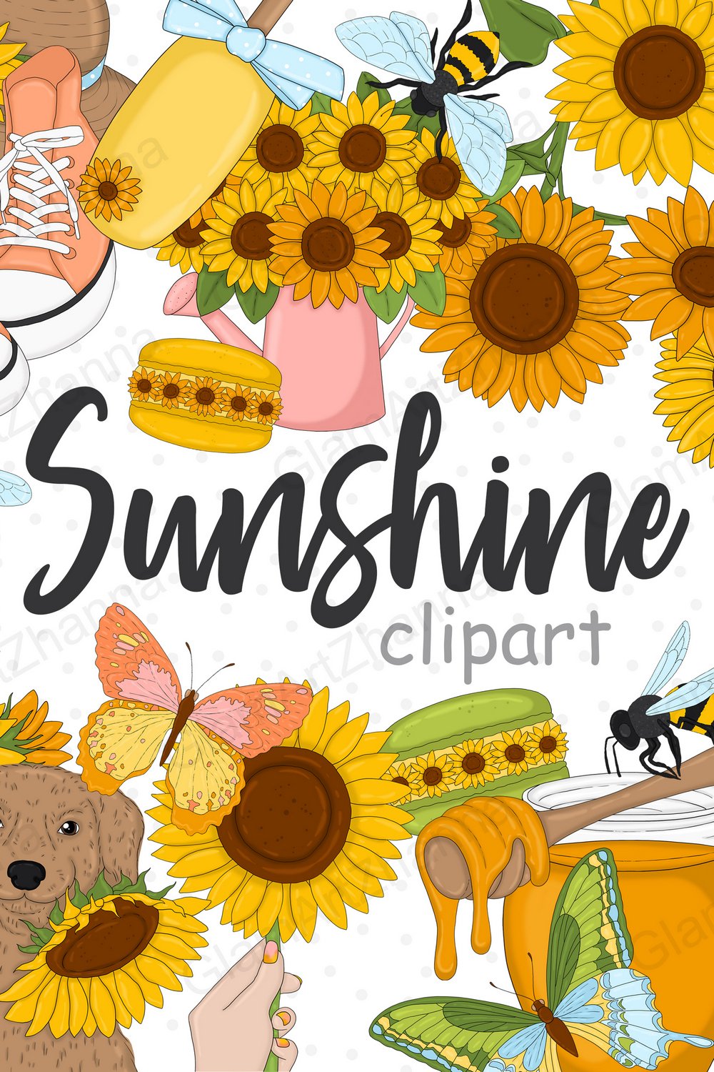 Sunshine CLIPART Sunflower Honey Bee Spring Summer - PNG (1823286 ...