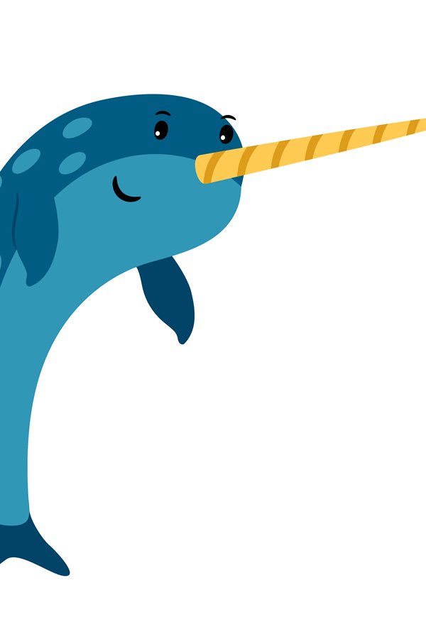 Blue narwhal sea animal icon