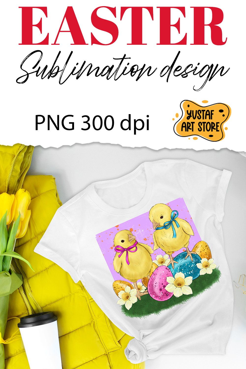 Easter sublimation design. Cute chicks and easter eggs PNG