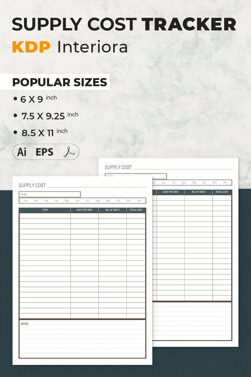 Supply Cost Tracker | Printable Template