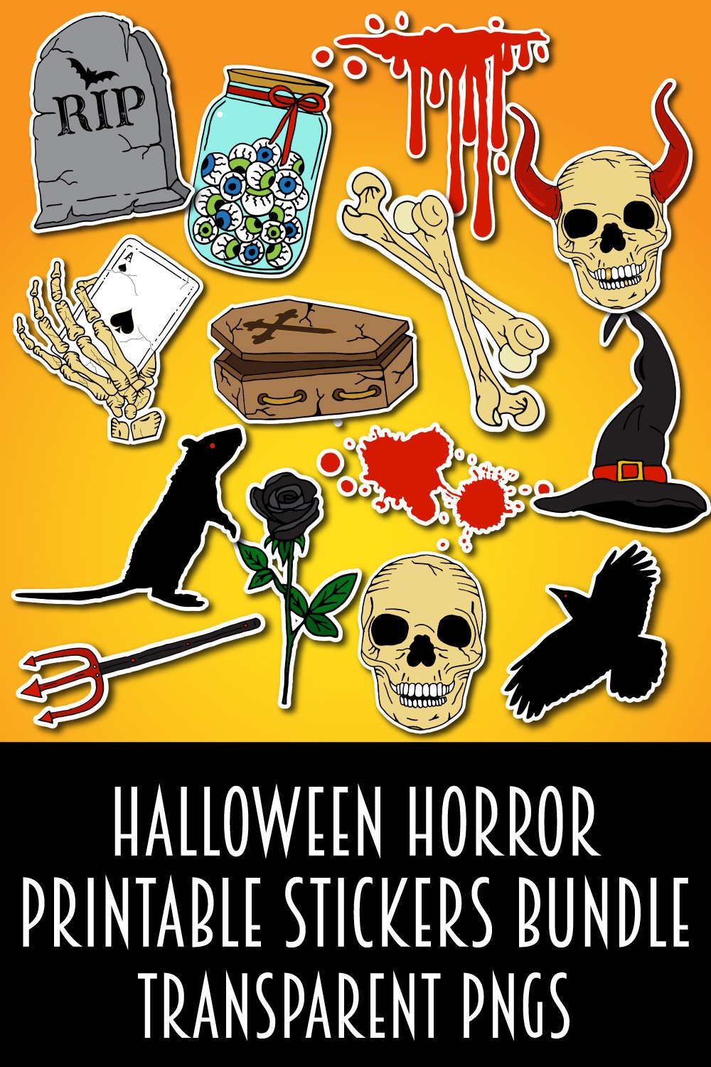 Halloween Printable Stickers Bundle | Horror Stickers Pack