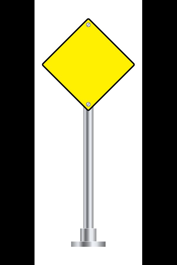 Priority road sign. Blank yellow rhombus board