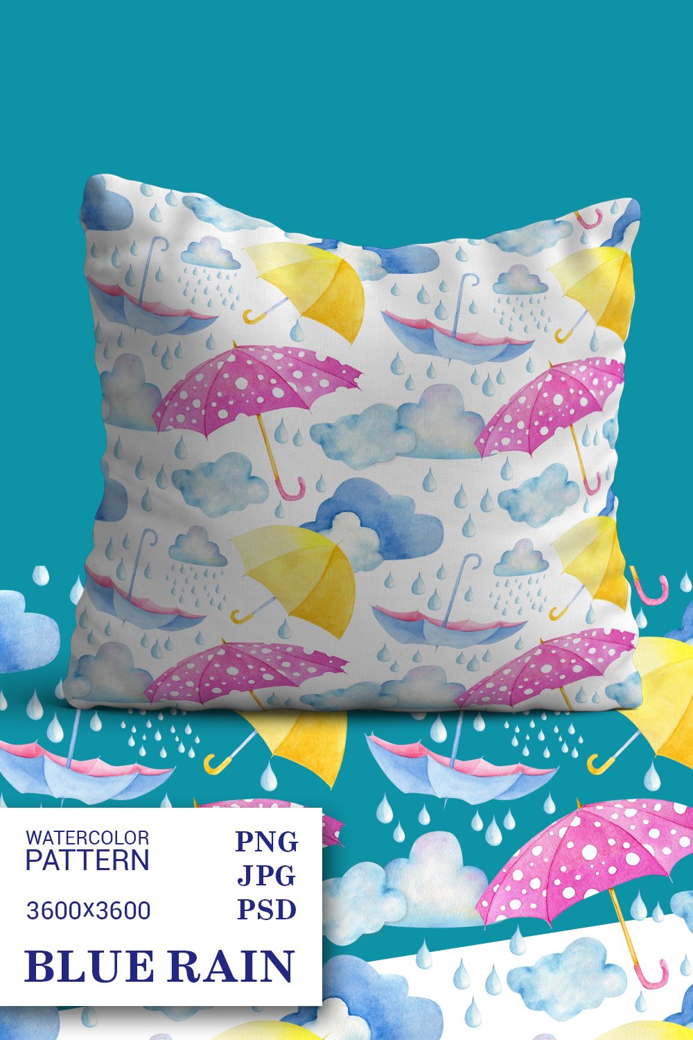 Rain. Watercolor pattern. Digital paper (649192)