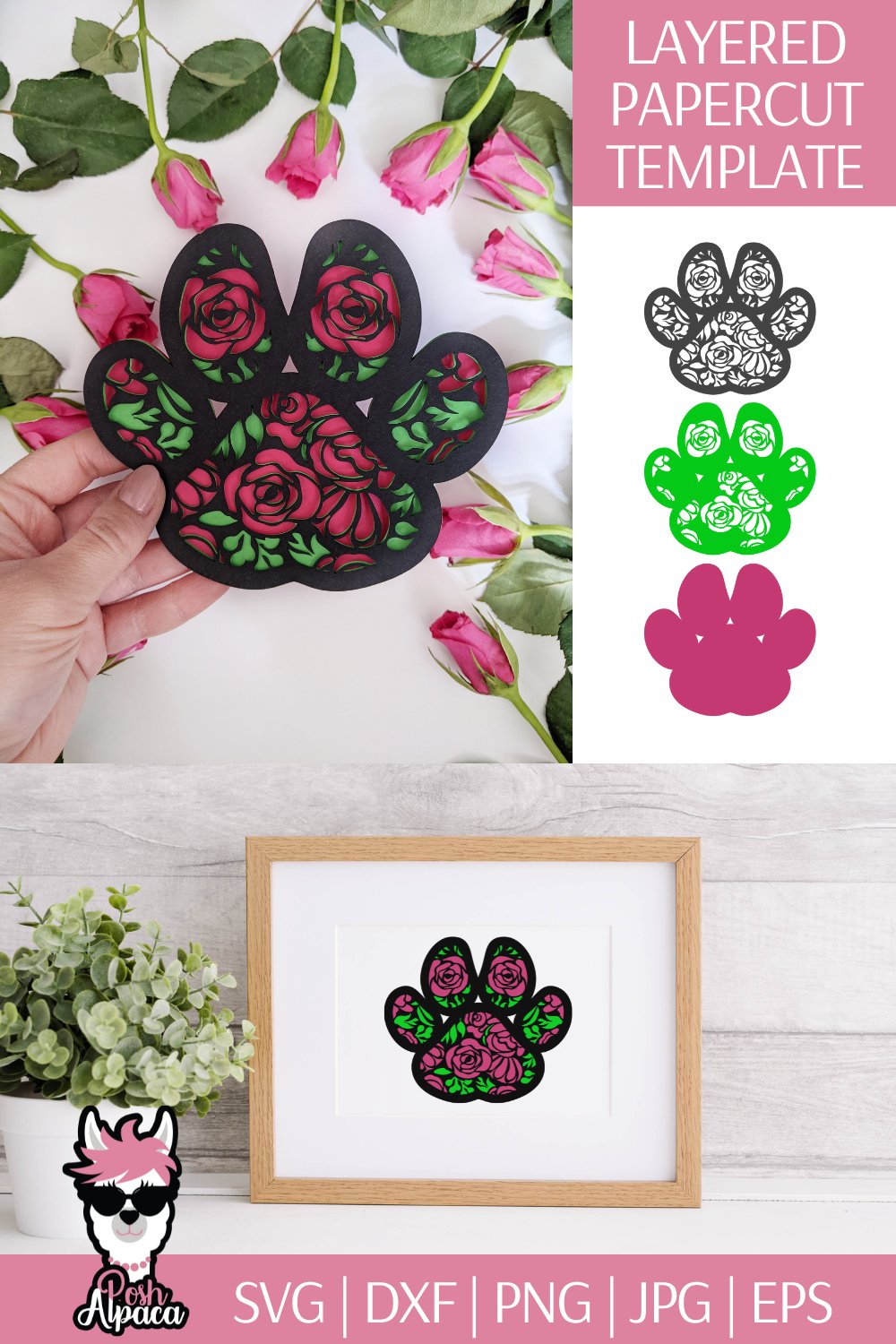 3D paw print layered SVG
