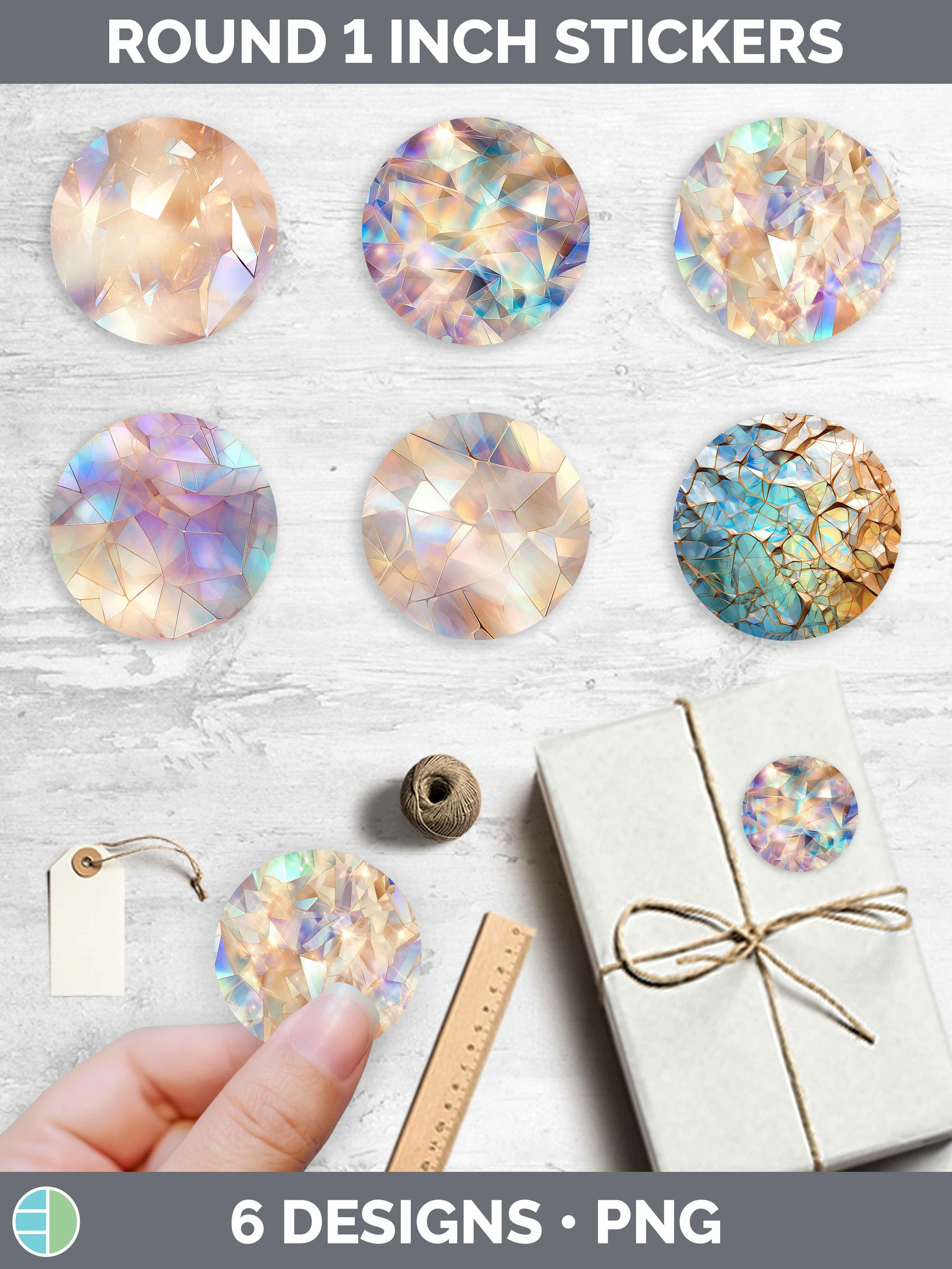 Holographic Pastel Stickers | Round Labels Bundle