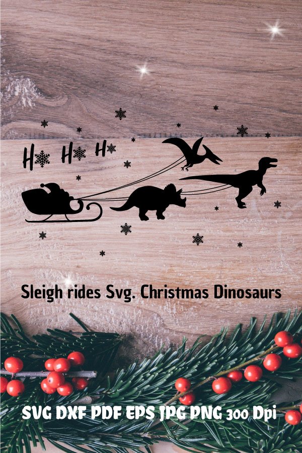Sleigh rides SVG|Dinosaur SVG|Christmas dinosaur (1036424)