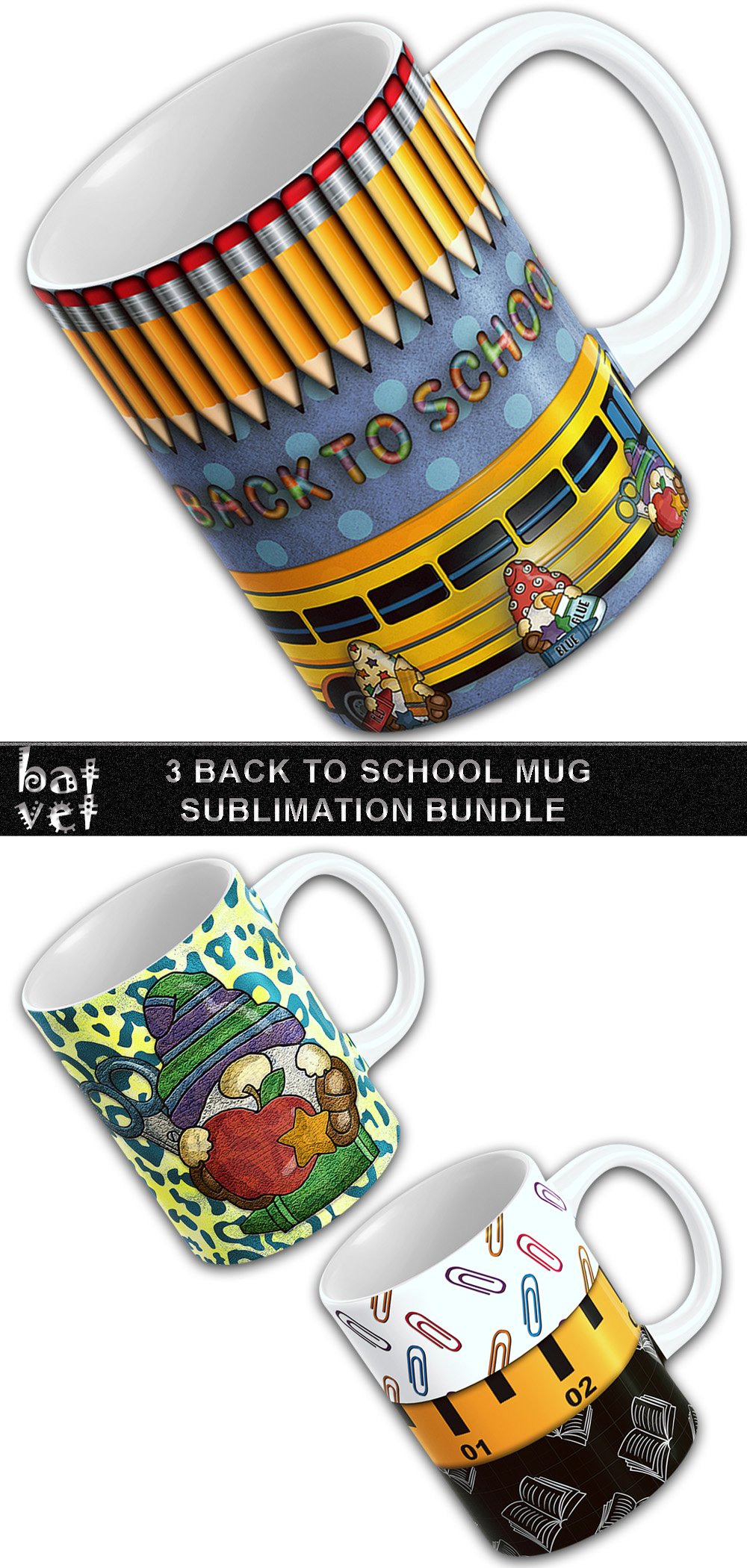 Back To School Mug Wrap Bundle | Mugs School Sublimation PNG