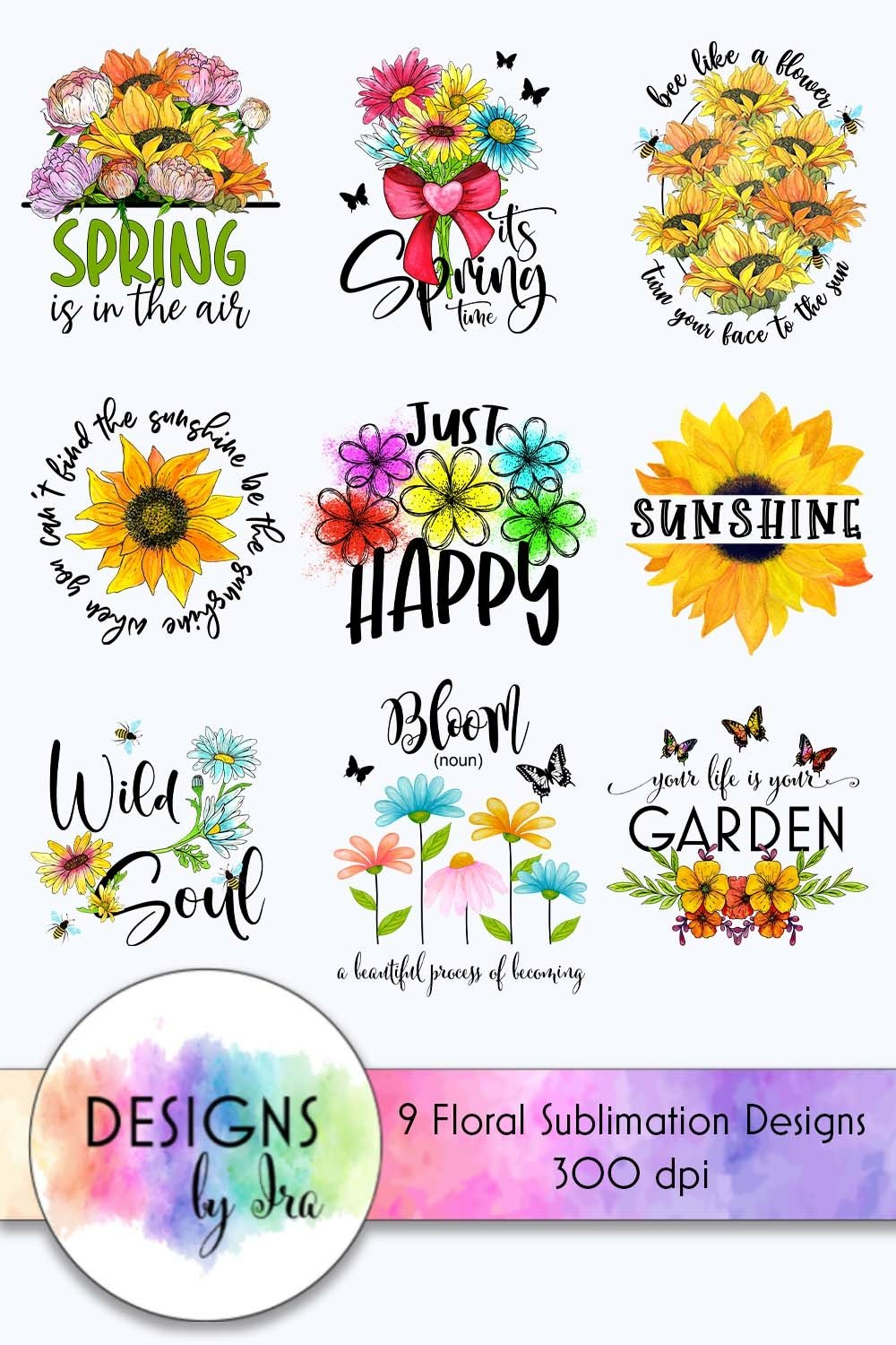 Flower Mini Bundle of 9 Sublimation Designs