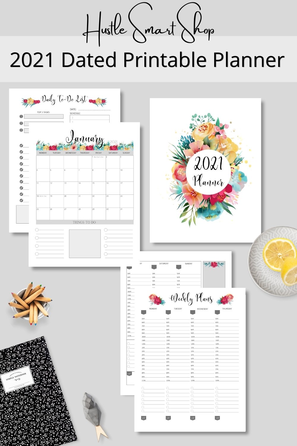 2021 Dated Printable Planner, Monthly, Weekly, (998337)