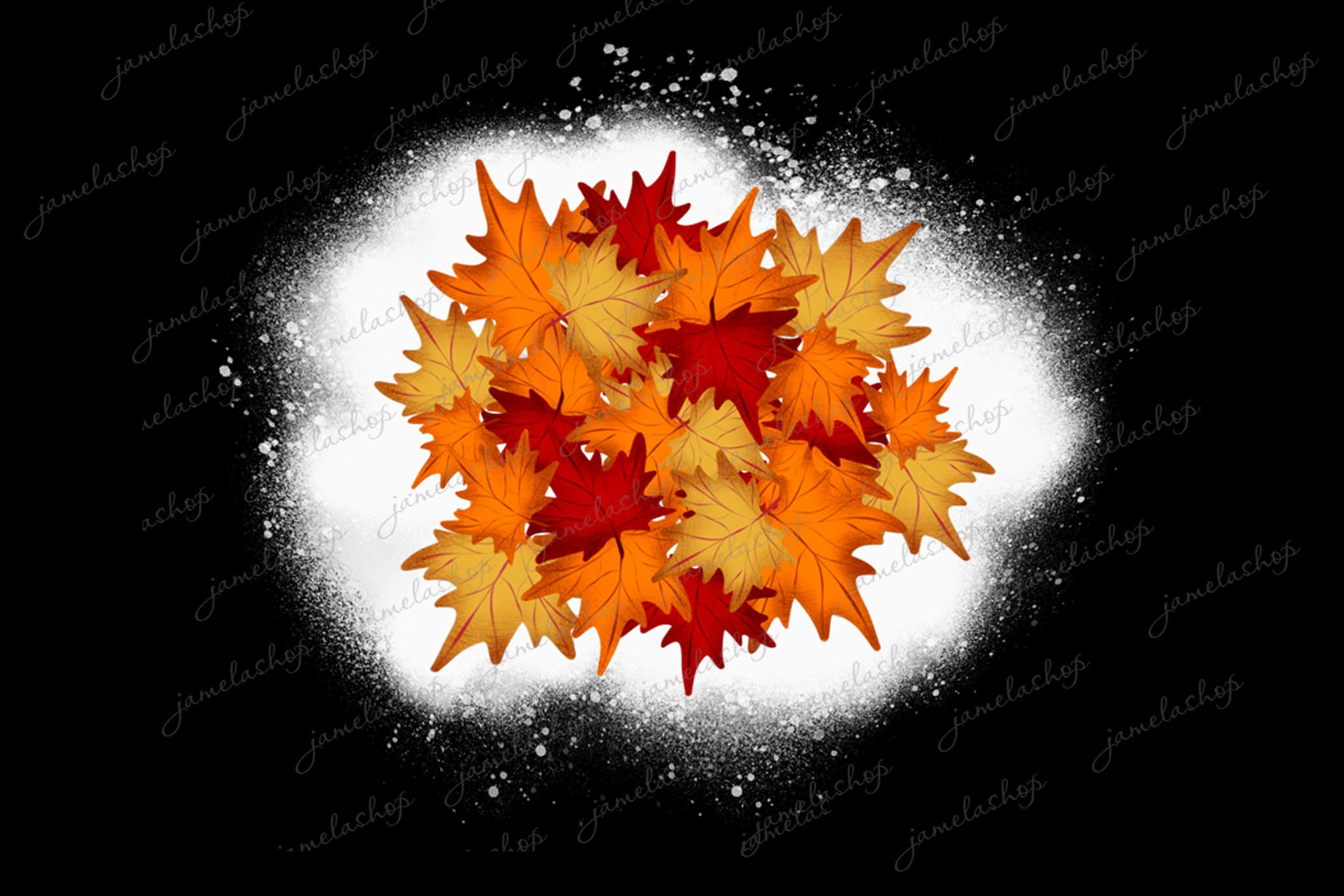 Maple leafs patches on bleached background sublimation png
