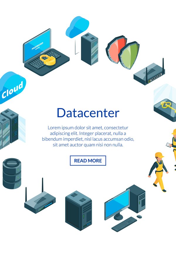 Vector system of data center icons i