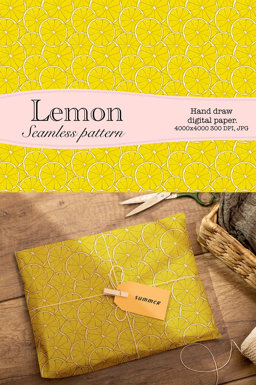 Citrus seamless pattern.Summer Fruit digital Paper,lemon