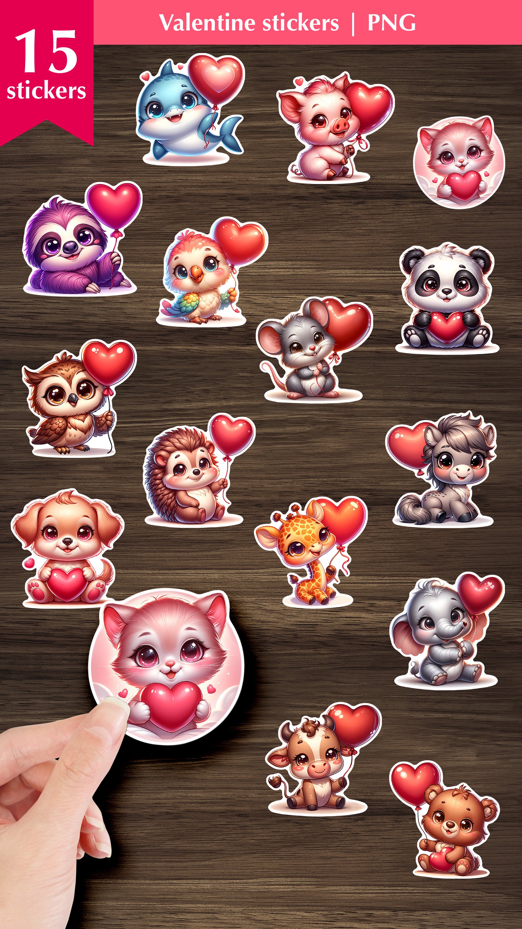 Valentine stickers, Baby animals, cute animal stickers