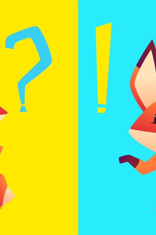 Fox think. Cartoon foxes finding solution, problem or task v