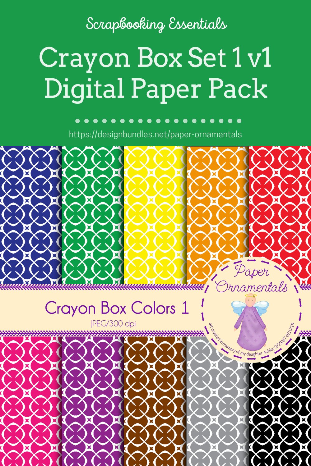 Crayon Box Set 1 Digital Paper For Crafts & Background