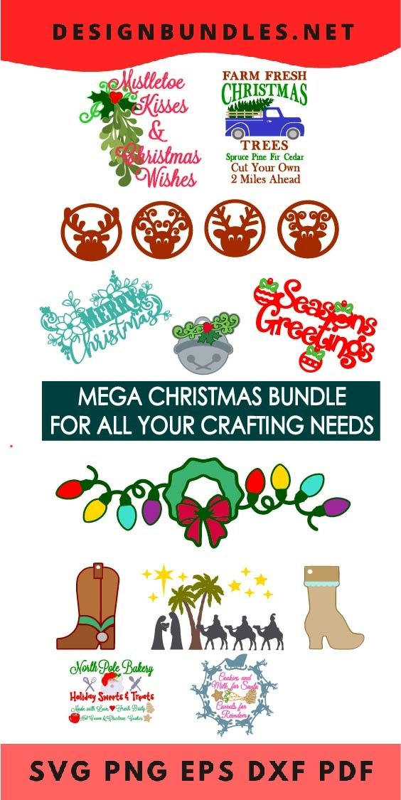 CHRISTMAS MEGA BUNDLE SVG Cut File DXF EPS PNG PDF FILES