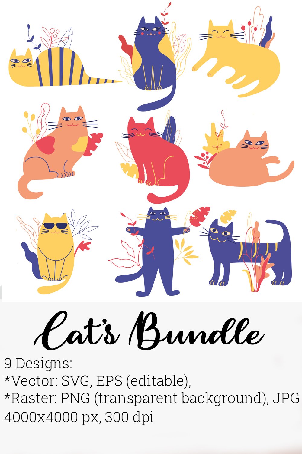 Cat bundles. Cat SVG. EPS. PNG. JPG