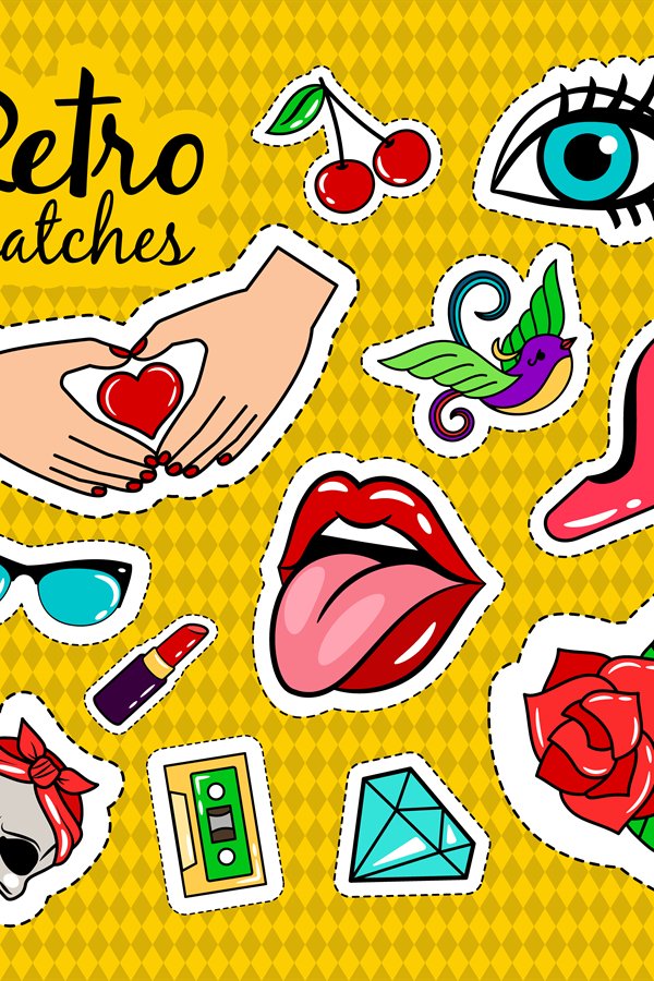 Retro style colorful stickers