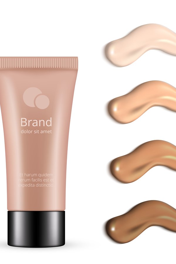 Concealer range of colors smears. Make up cream isolated on