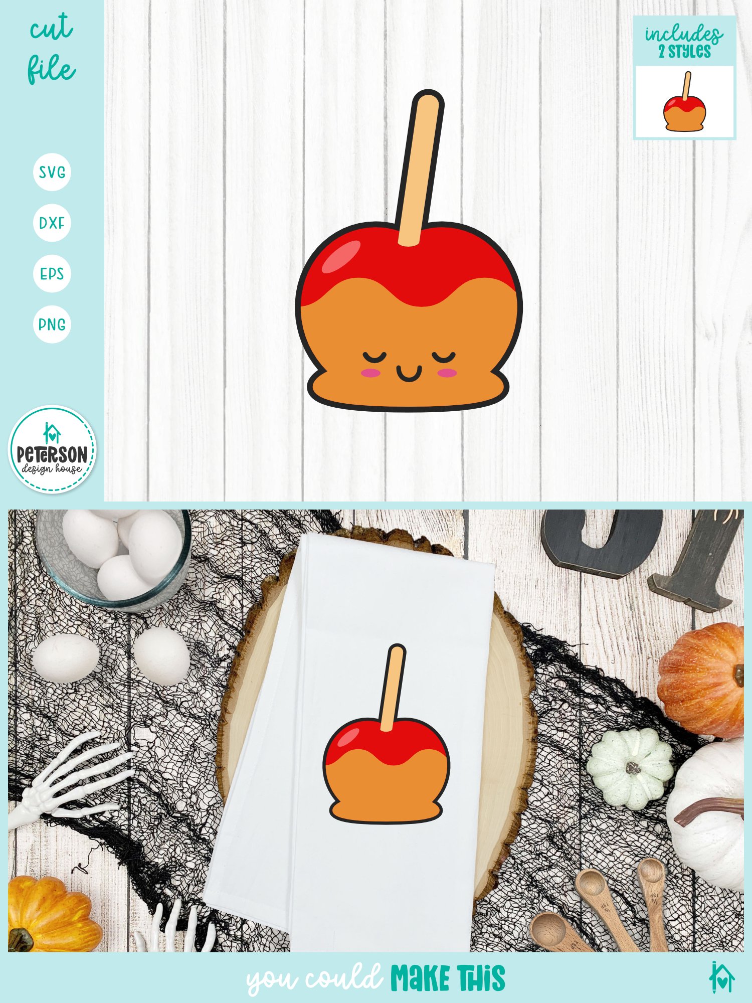 Kawaii Caramel Apple SVG Cut File