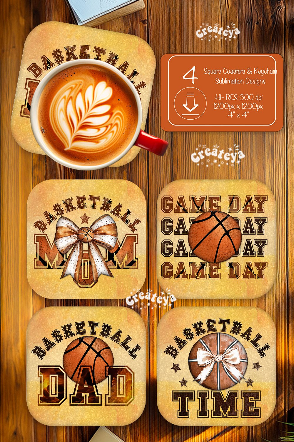 Basketball Square coaster png Sublimation coaster png
