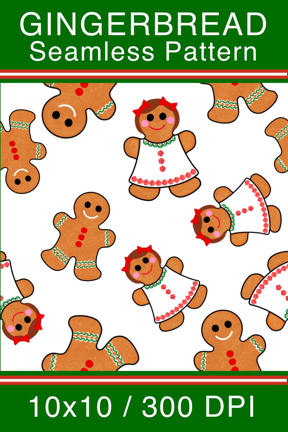Gingerbread Seamless Pattern, Christmas Digital Paper