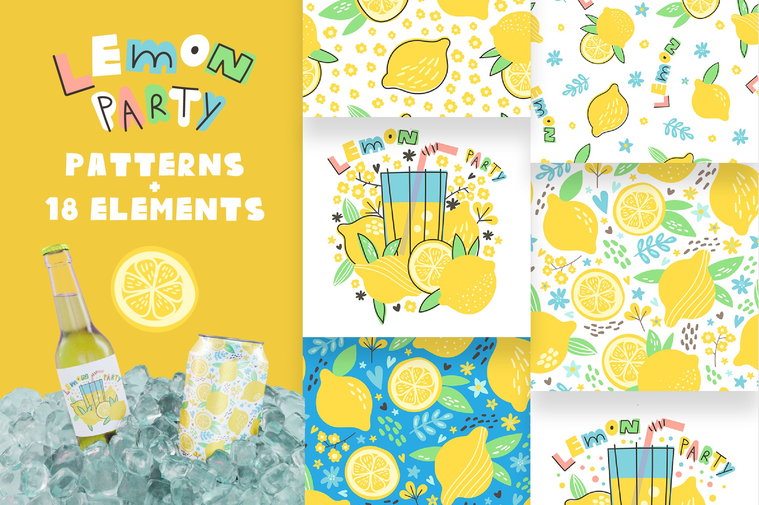 Lemon Party Patterns & Elements
