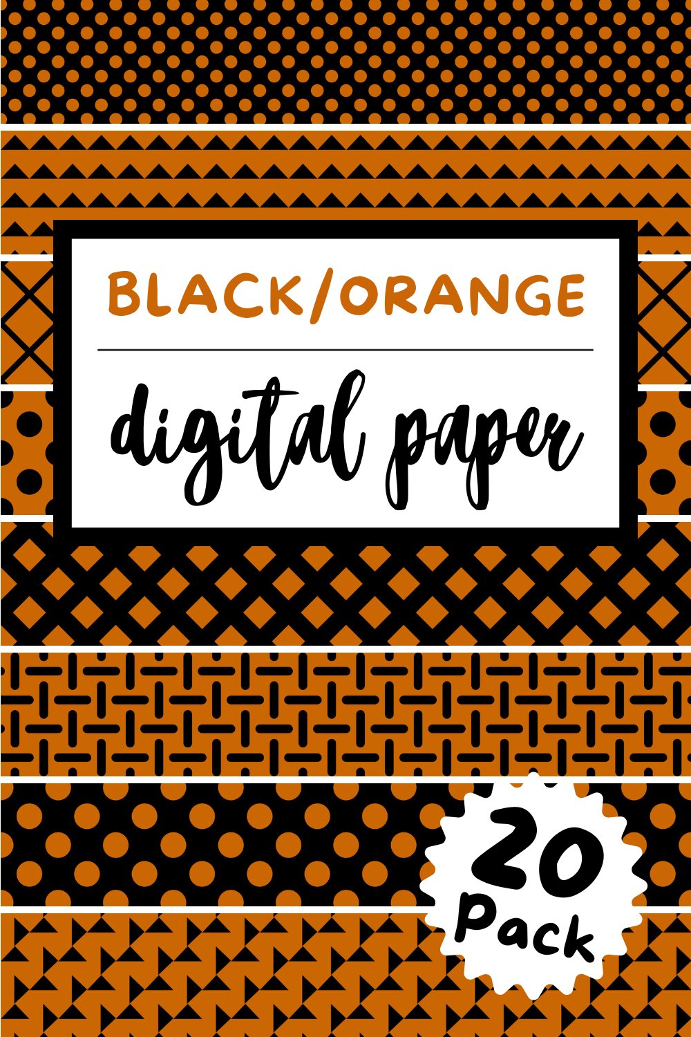 Black And Orange Digital Paper, Pumpkin Halloween Patterns