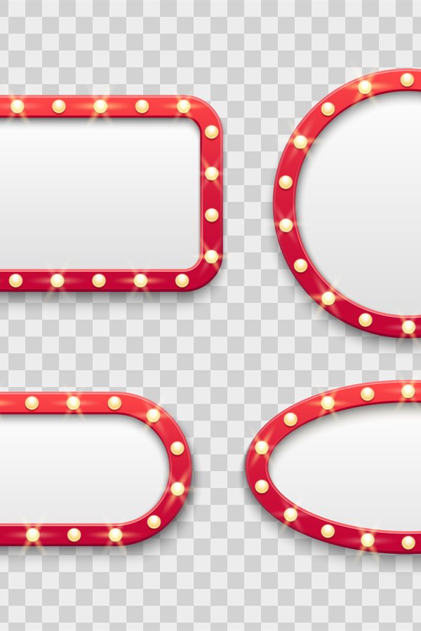 Marquee light frames. Vintage round and rectangular cinema a