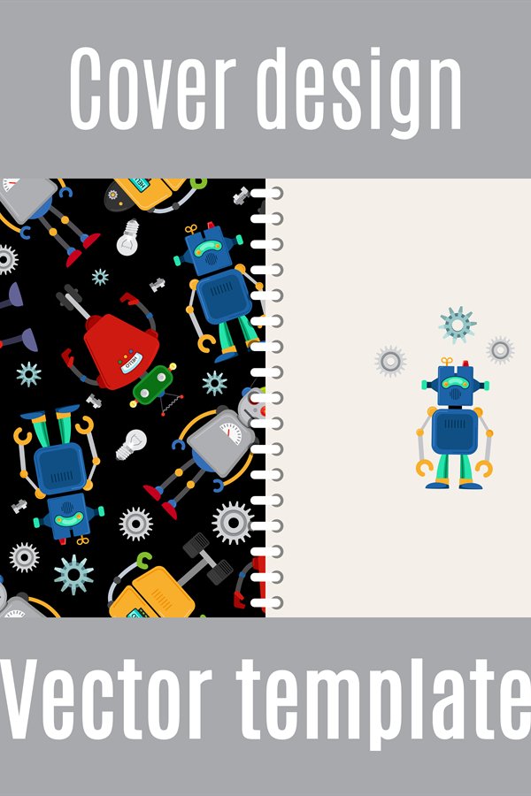 Cover design with robots pattern