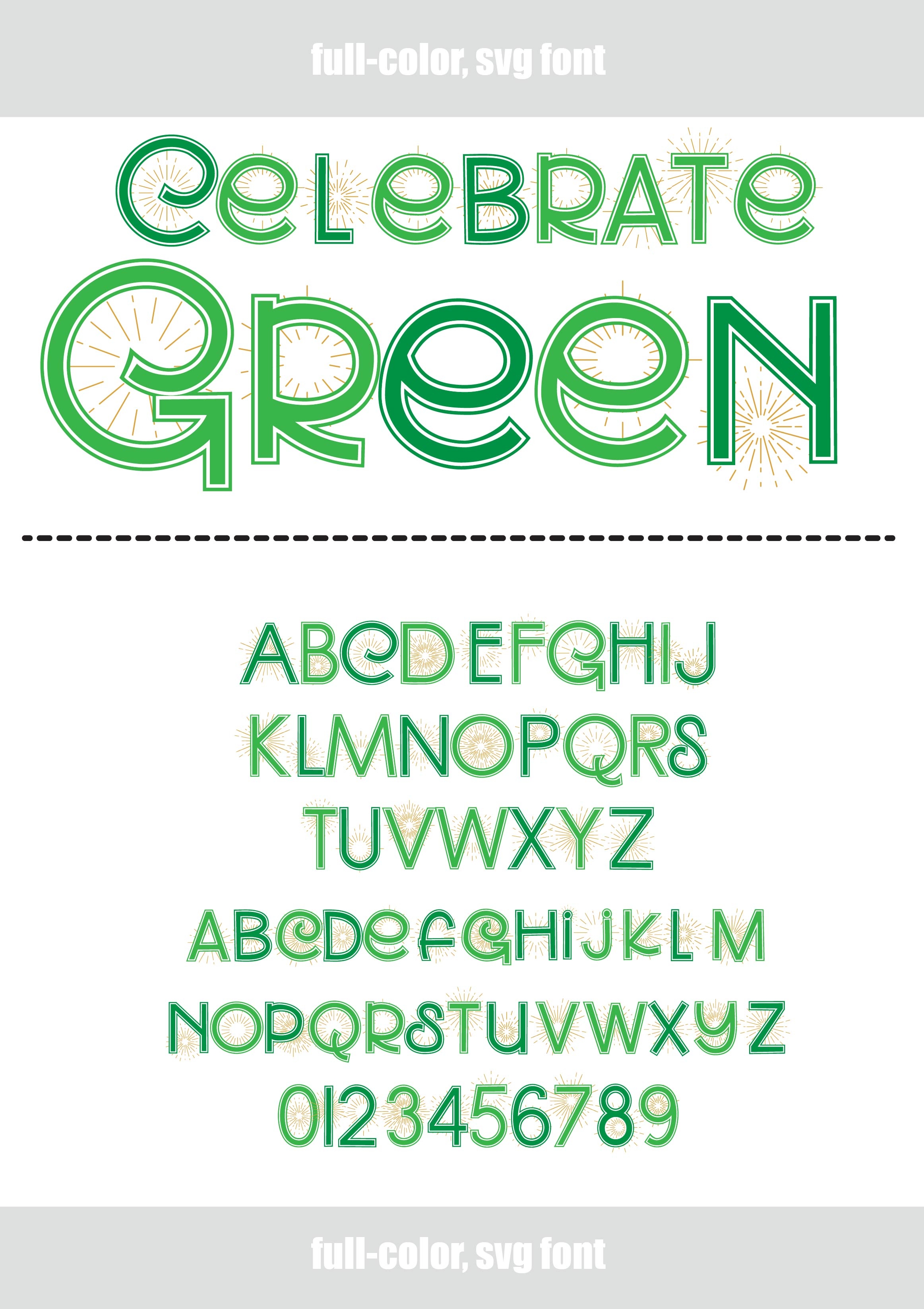 Green Themed Full Color SVG Font great for St. Patrick's Day