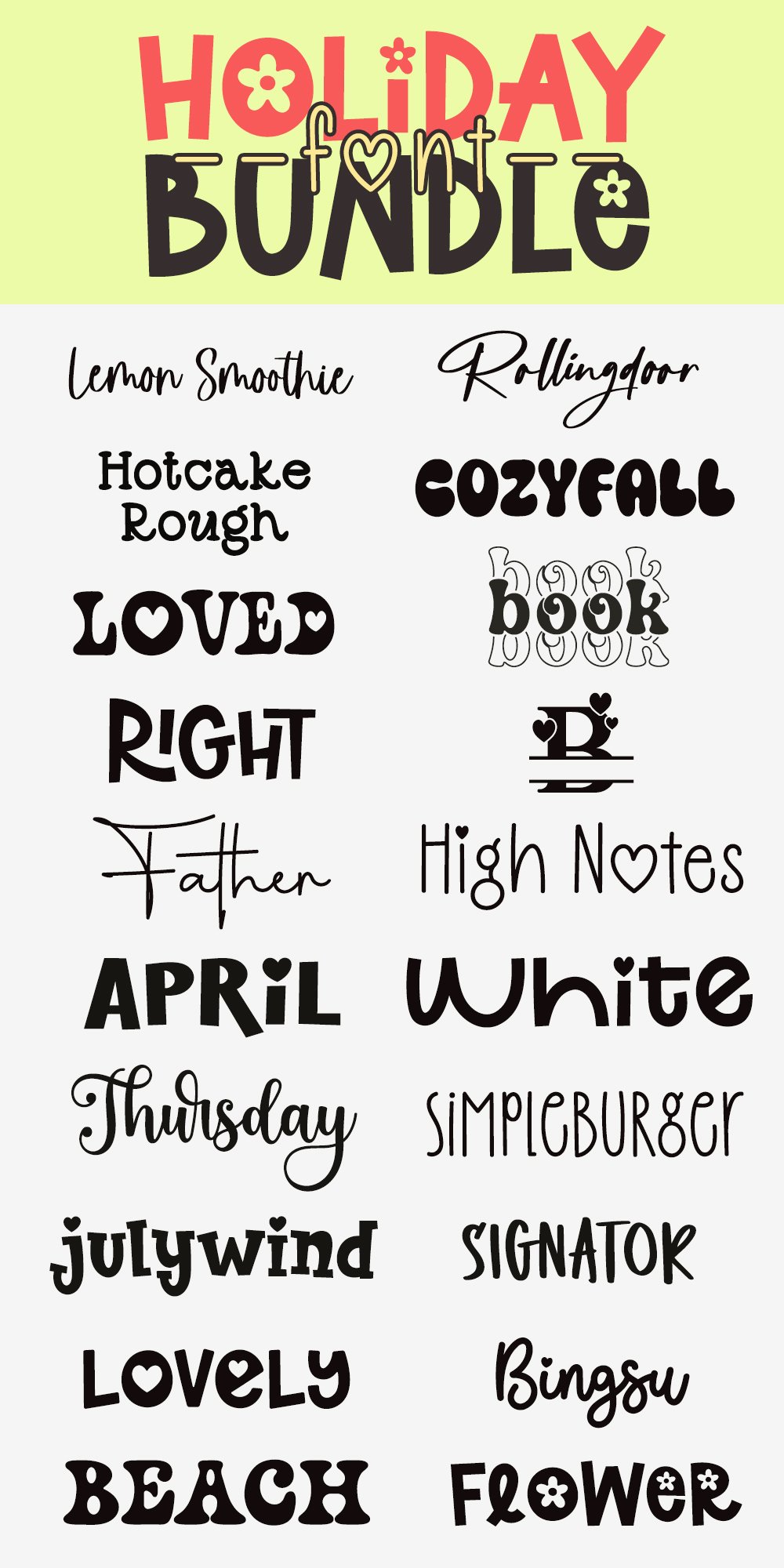 Holiday Font Bundle - 20 Cute and Festive Fonts